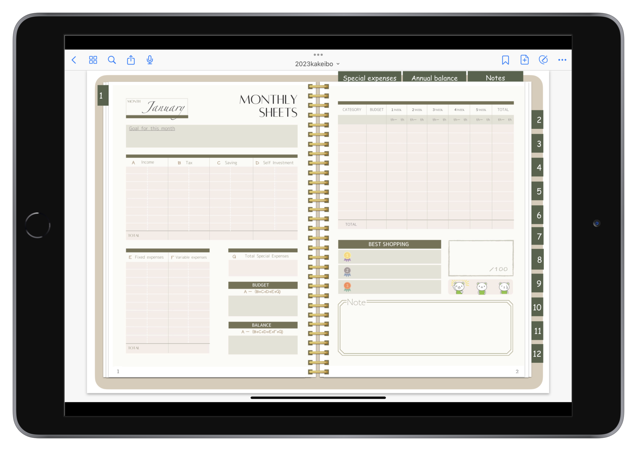 Free Digital Kakeibo Template (iPad & Tablet) | Simple Budgeting That ...
