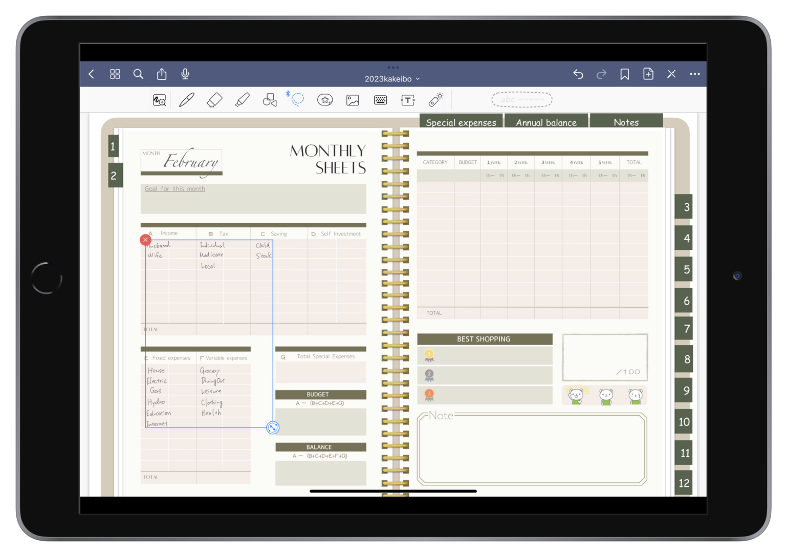 Free digital kakeibo template. - Kakeibo Life