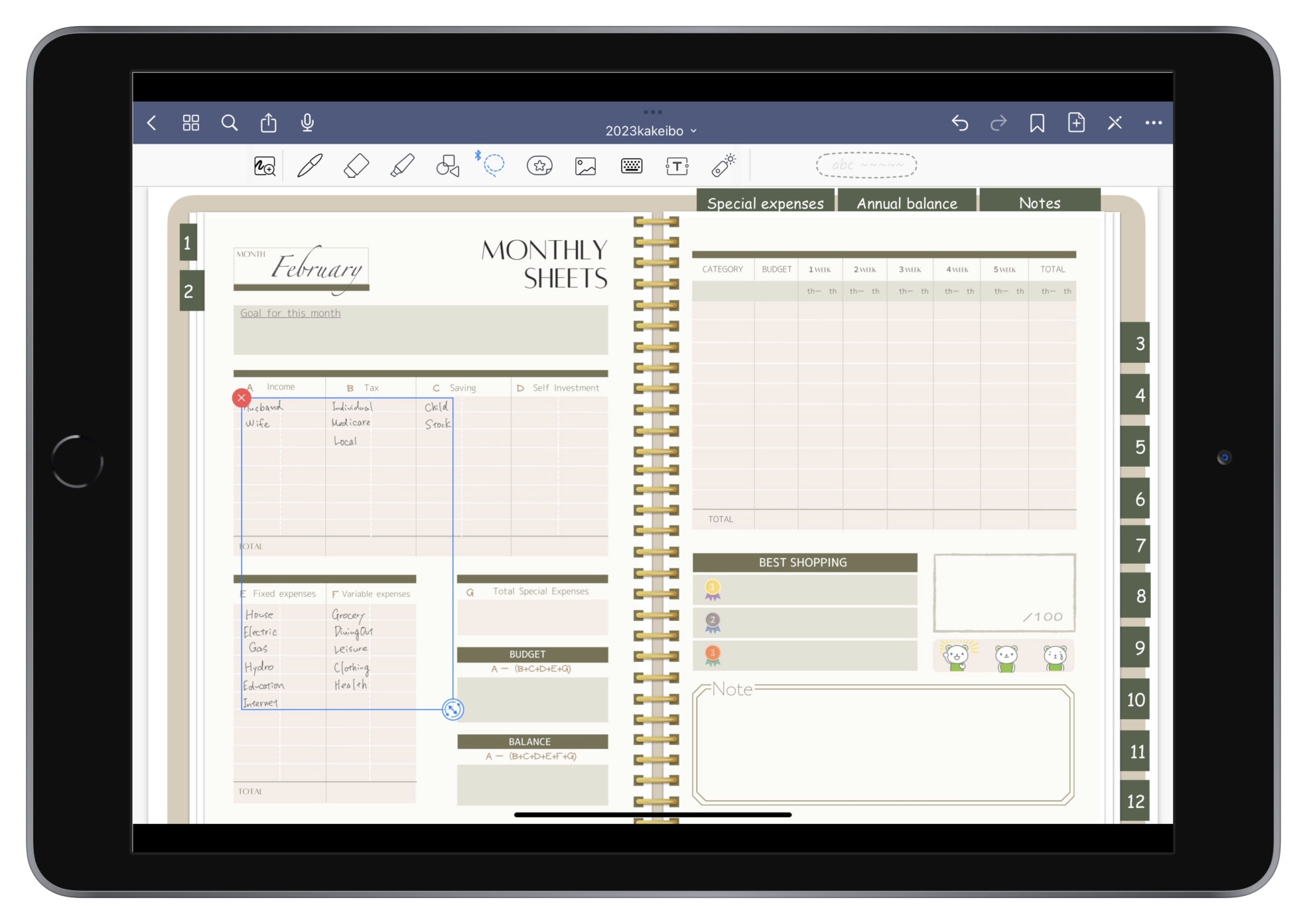 Free digital kakeibo template. - Kakeibo Life