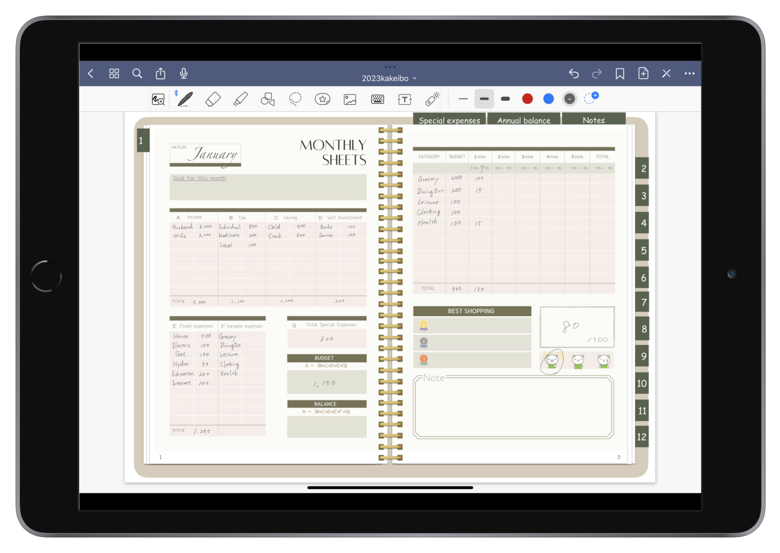 Free digital kakeibo template. - Kakeibo Life
