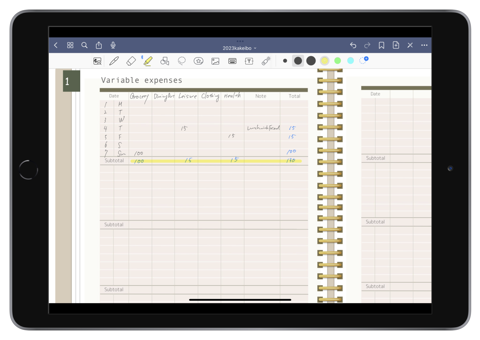 Free digital kakeibo template. - Kakeibo Life
