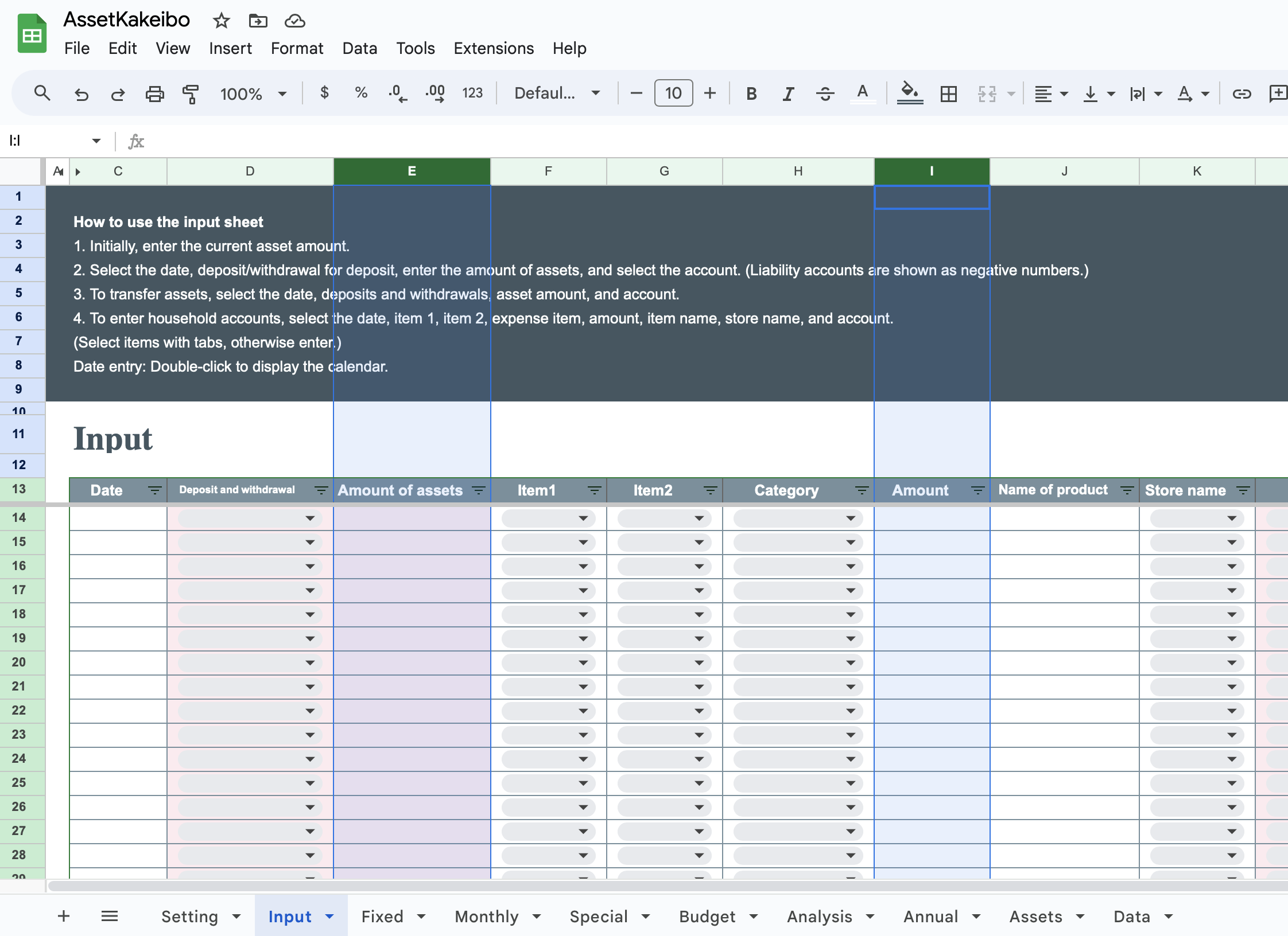 Kakeibo template to manage all your money in a Google Spreadsheet ...
