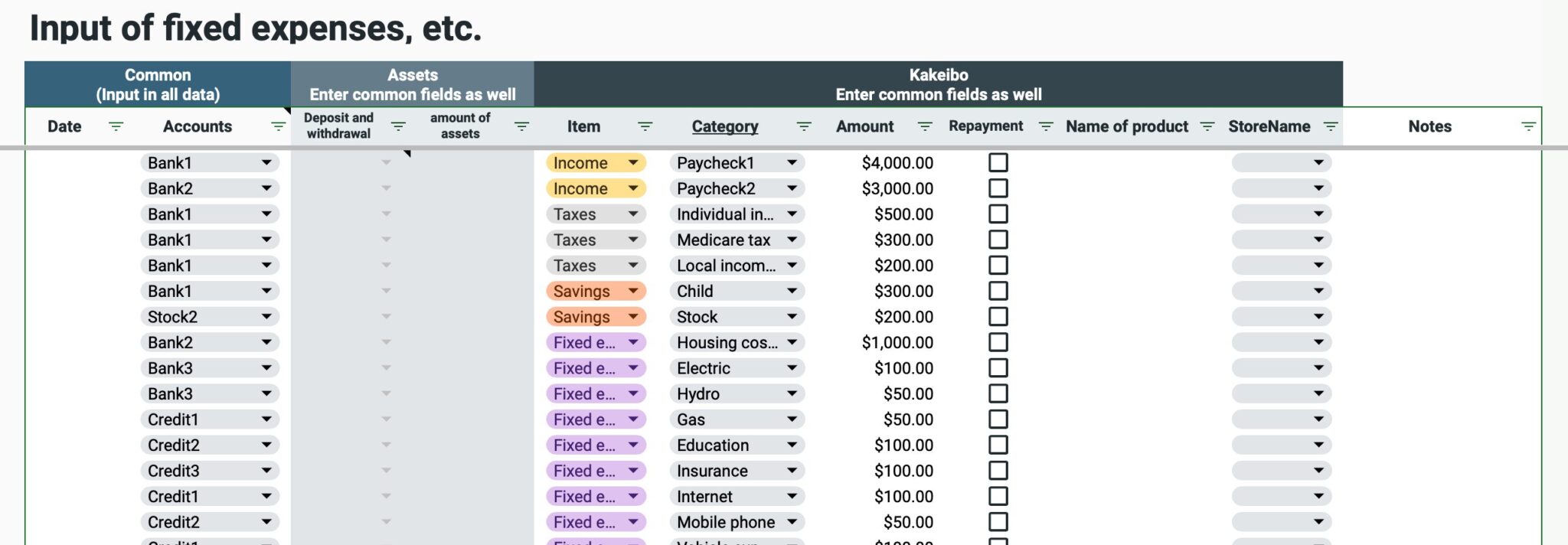 Kakeibo template to manage all your money in a Google Spreadsheet ...