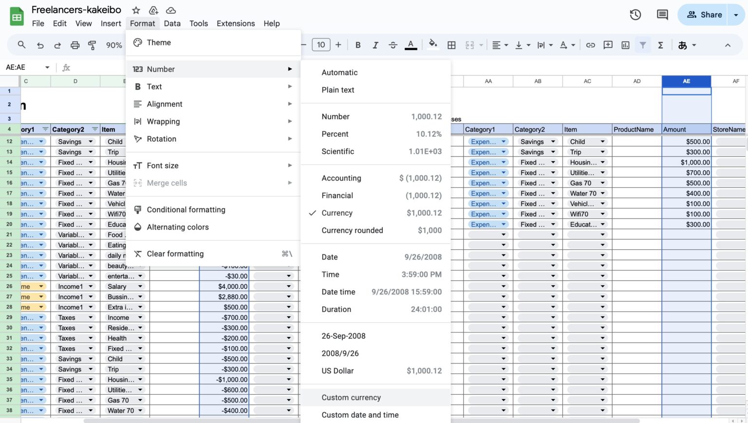 Spreadsheet Kakeibo for Freelancers (free download) - Kakeibo Life