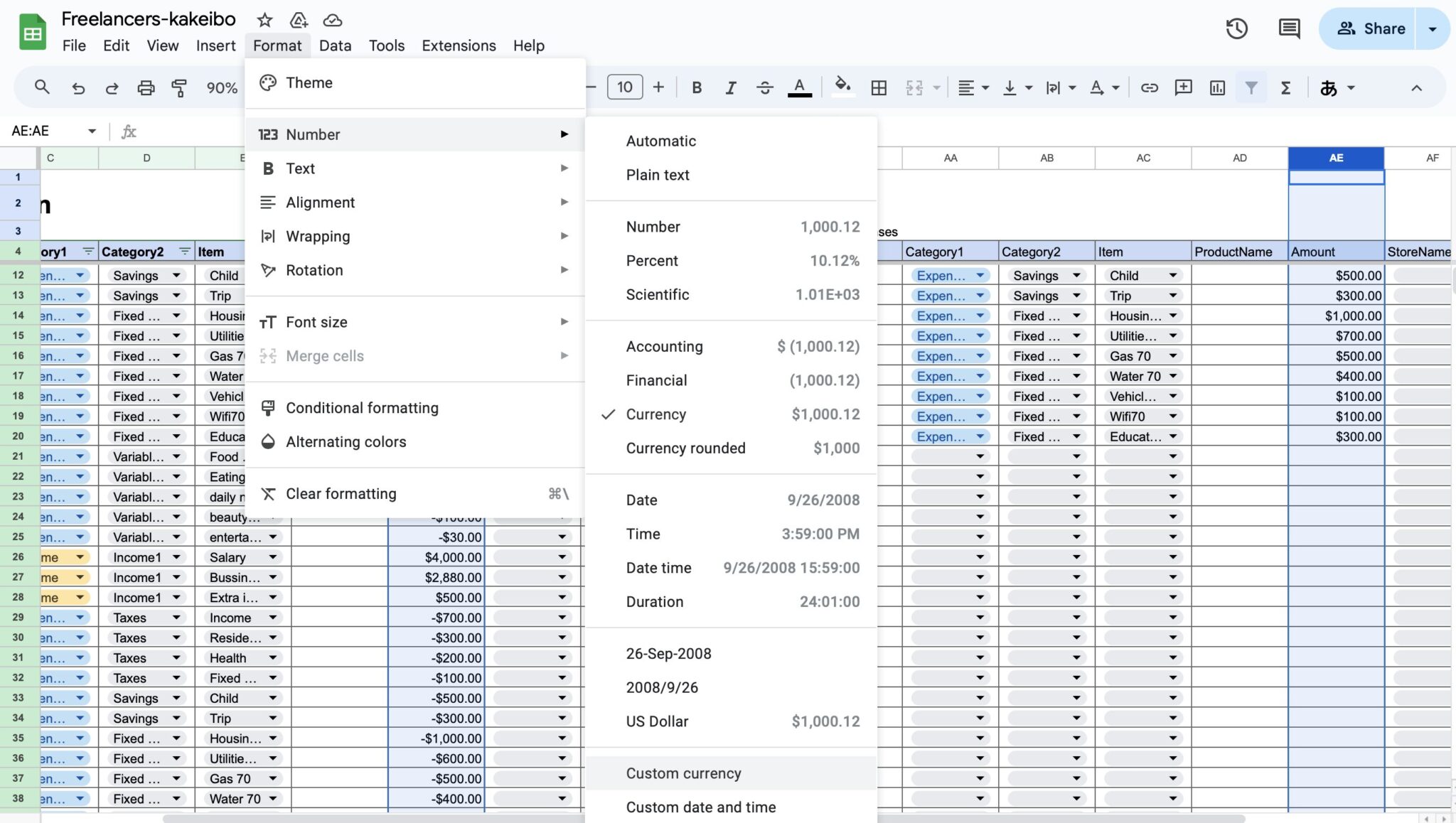 Spreadsheet Kakeibo for Freelancers (free download) - Kakeibo Life