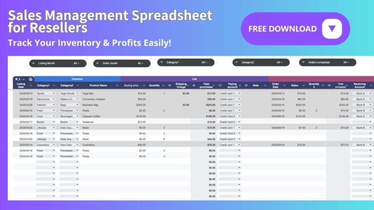 Free Sales Management Spreadsheet for Resellers: Track Your Inventory ...